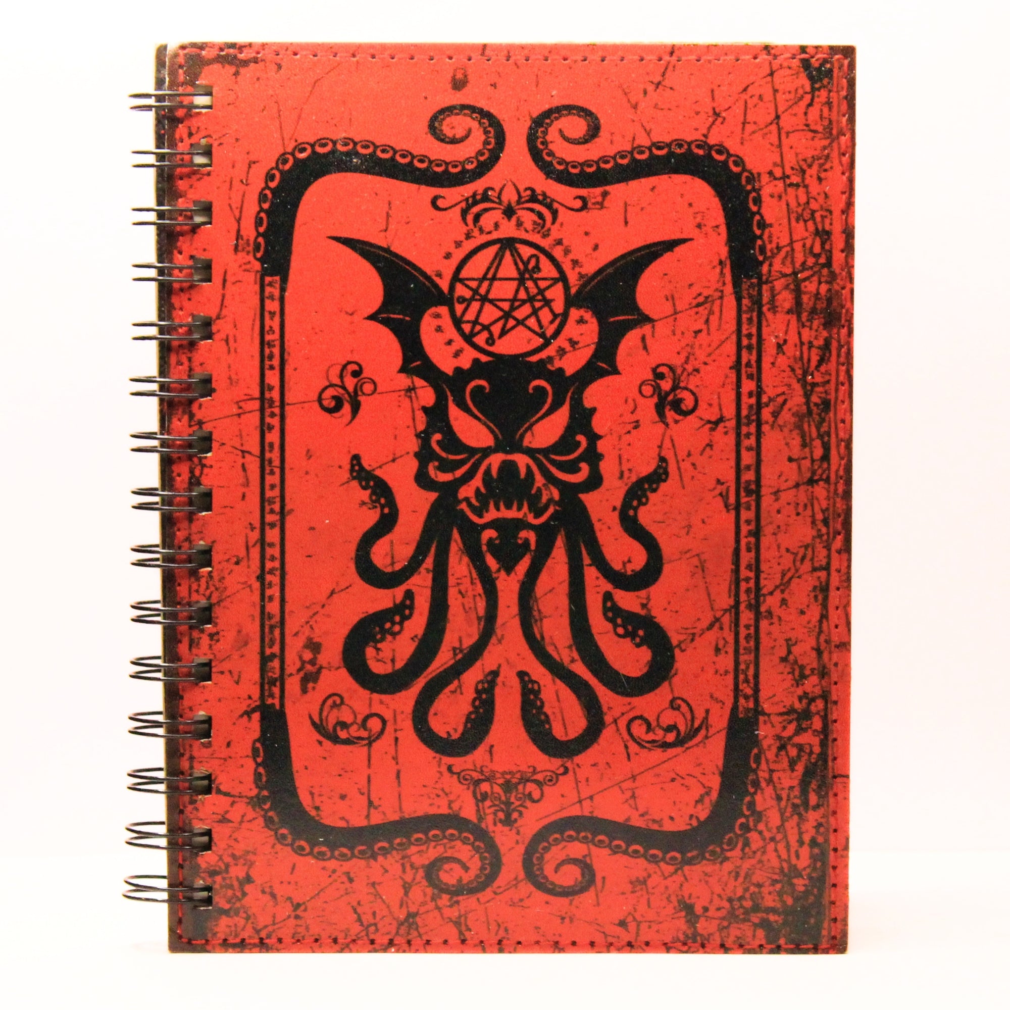 Red Cthulhu Leather Spiral Notebook – 12 Parsecs Designs